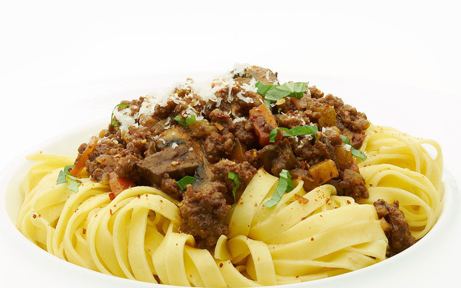 Pasta med biff- og soppbolognese | Nortura PROFF