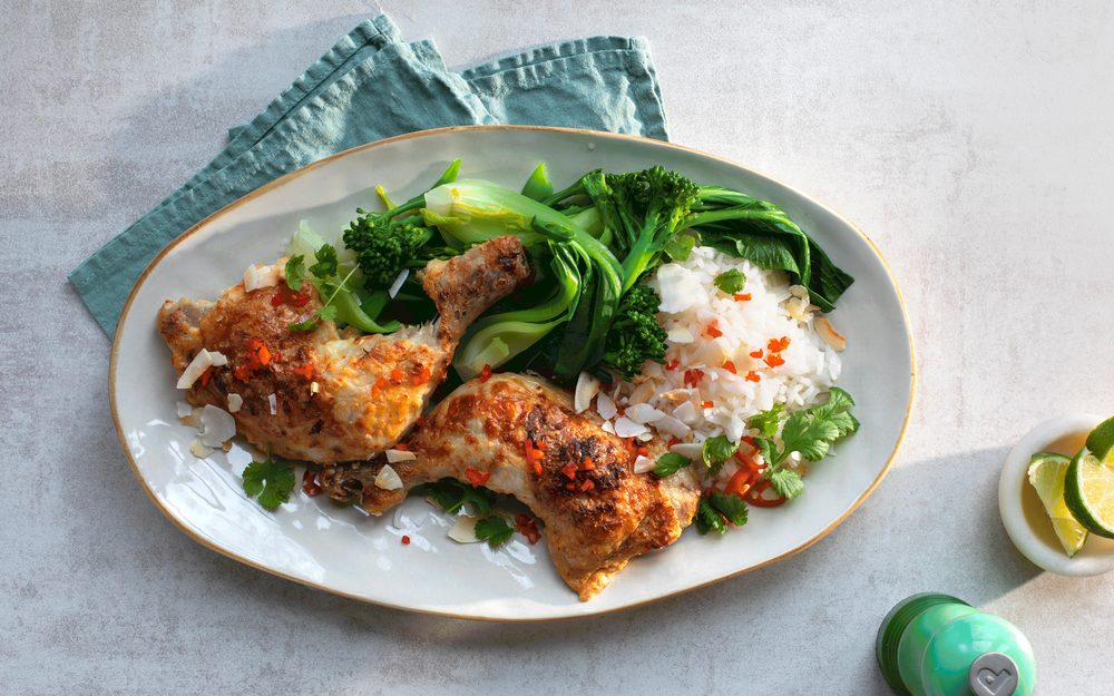 Kokos-kylling med ris og grønnsaker | Nortura PROFF
